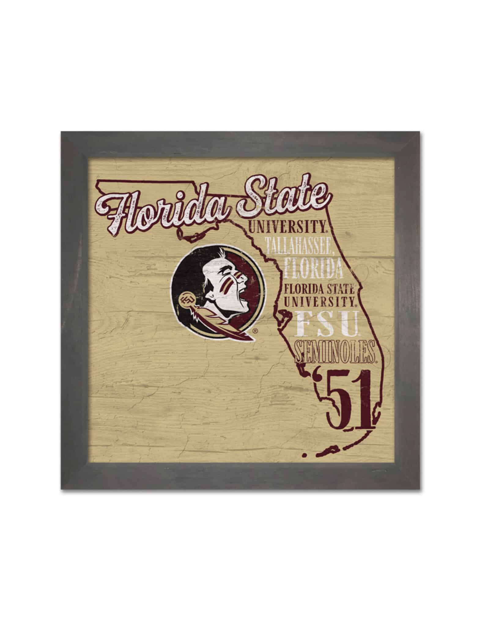 FSU State School Wood Sign - Barefoot Campus Outfitter