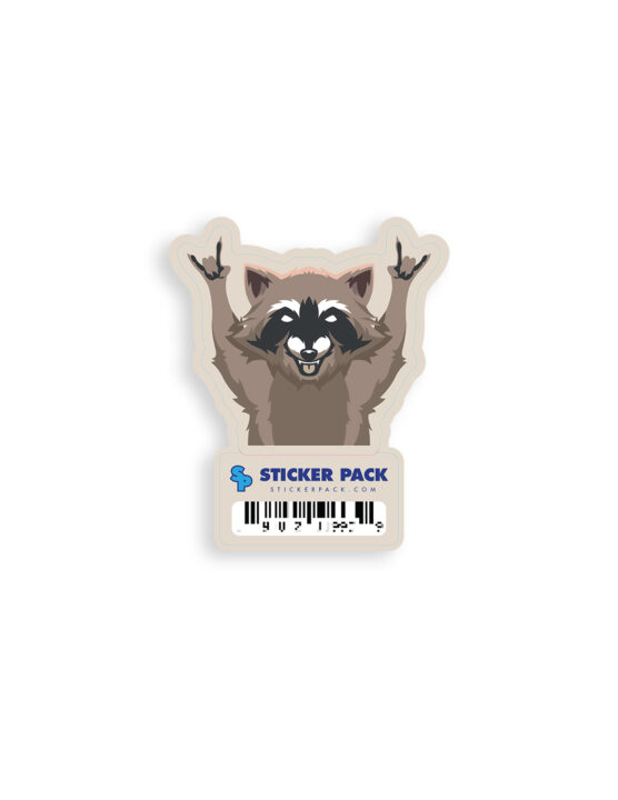 Rock On Racoon Sticker - Barefoot Campus Outfitter