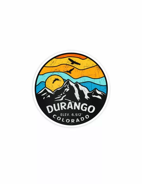 Durango Sun Blast Mountain Sticker - Barefoot Campus Outfitter