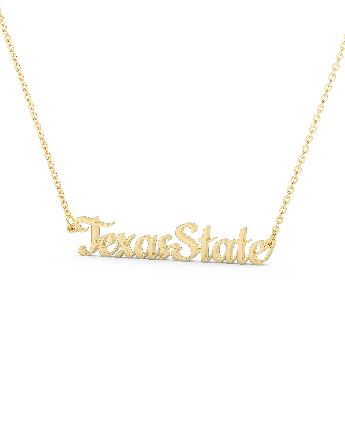 Stainless Steel Texas State Horizontal Script Necklace - Barefoot ...