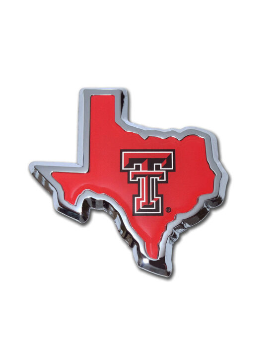 TTU State Shape Chrome Emblem - Barefoot Campus Outfitter